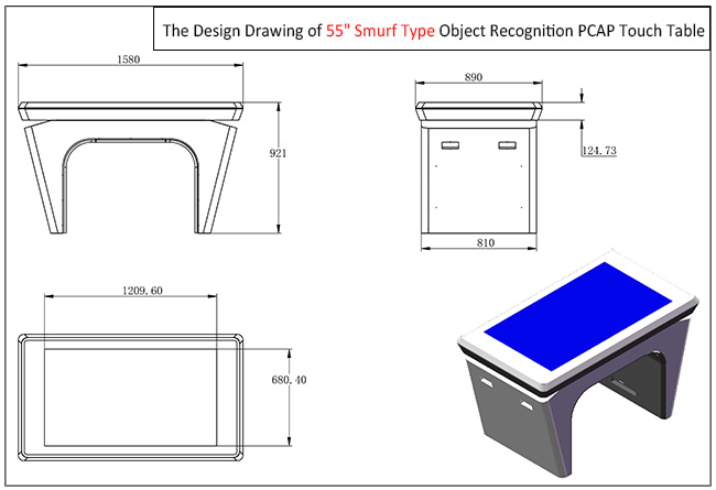 43 Inch 55 Inch Object Recognition Touch Screen Table
