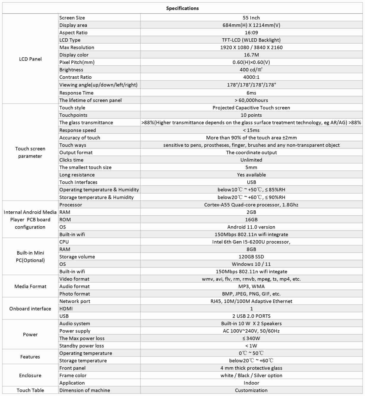 55' Interactive Drawer Touch Table with User-Friendly Applications